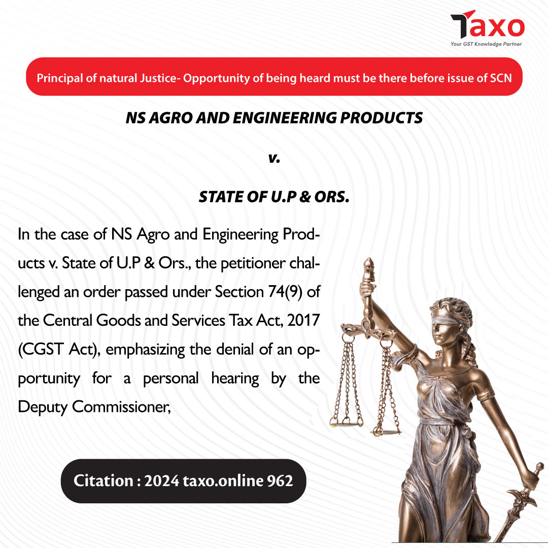 Principal of natural Justice- Opportunity of being heard must be there ...