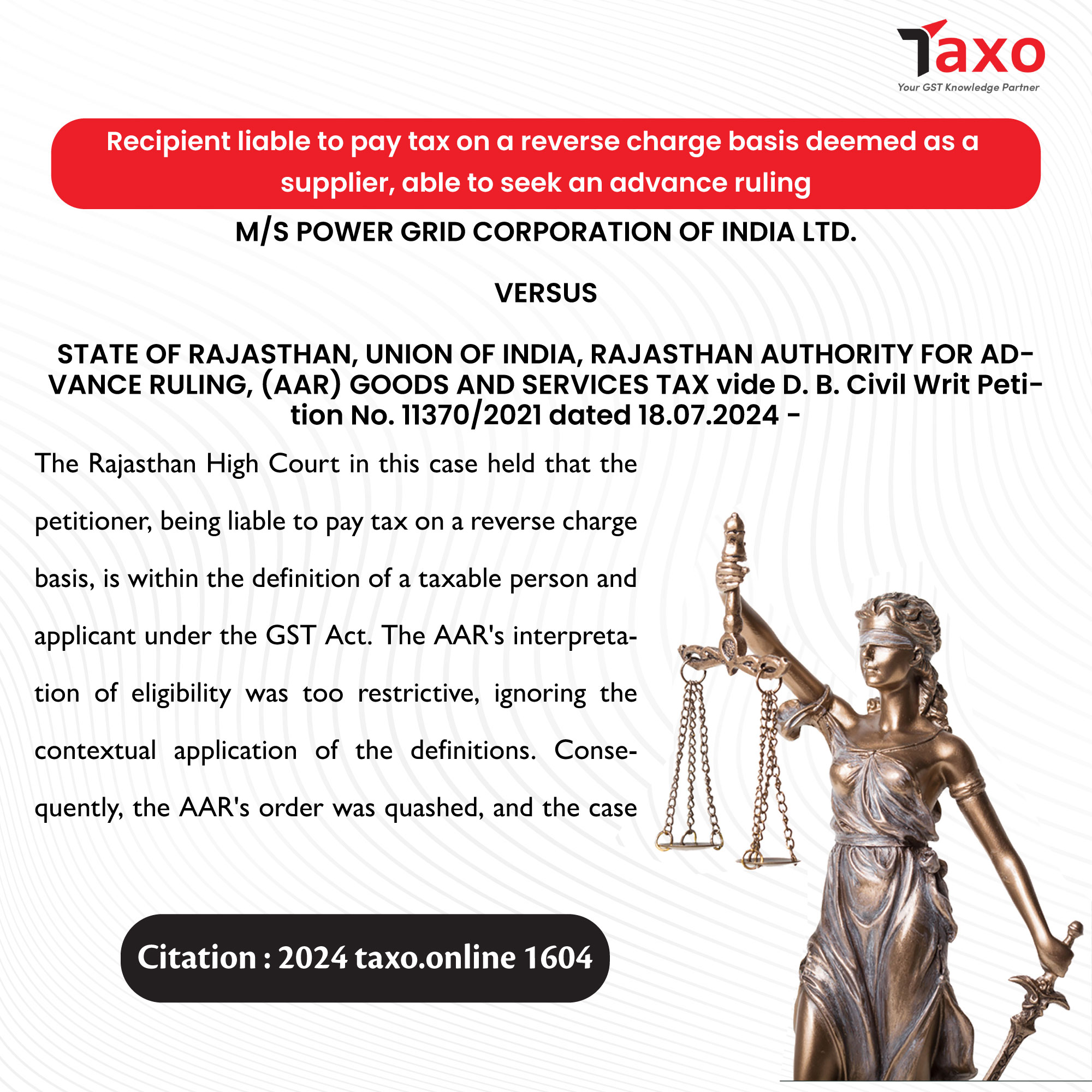 Recipient liable to pay tax on a reverse charge basis deemed as a ...