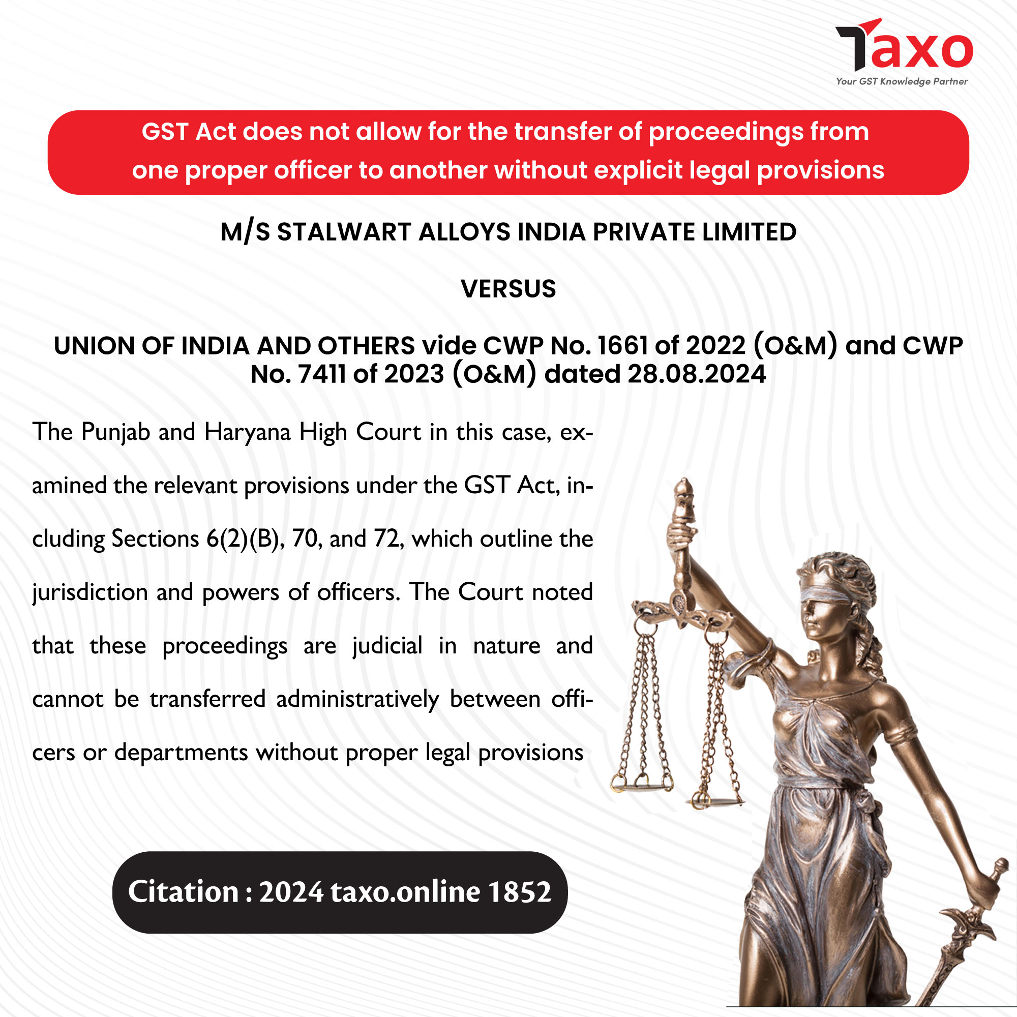 GST Act does not allow for the transfer of proceedings from one proper ...
